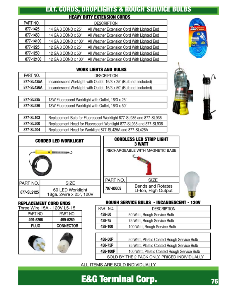 ELECTRICAL, WIRE & SWITCHES – E & G Terminal 303-287-2900